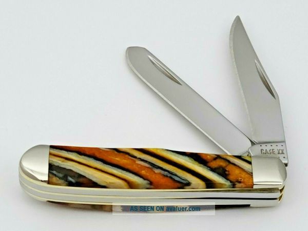 2020 Case XX USA Custom Tiny Trapper Knife Exotic Amber Grain Cut ...