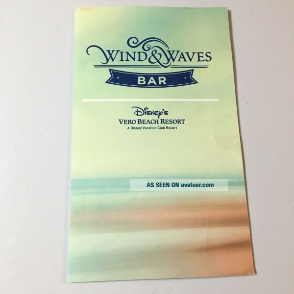 Wind & Waves Bar Disney ' S Vero Beach Resort Restaurant Menu | #24592872