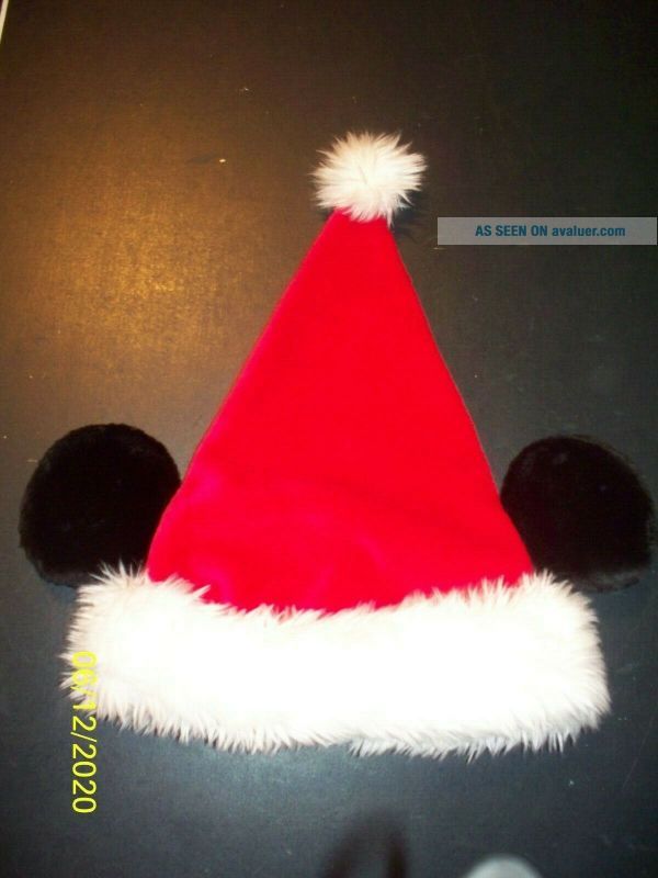 Walt Disney World Christmas Santa Hat W/ Plush Mickey Ears Adult Size ...