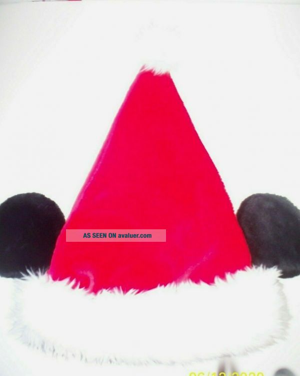 Walt Disney World Christmas Santa Hat W/ Plush Mickey Ears Adult Size ...