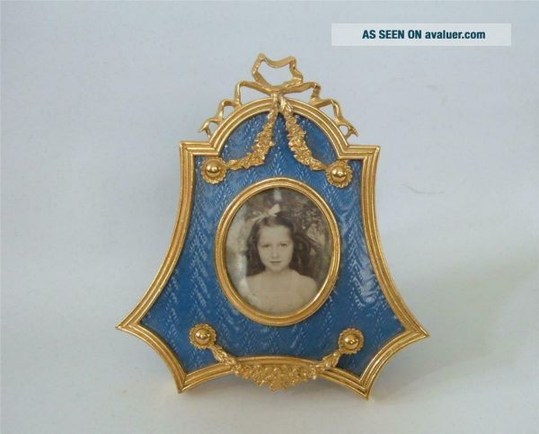 Vintage Kitney Co Faberge Bell Shaped Picture Frame Blue Enamel England ...