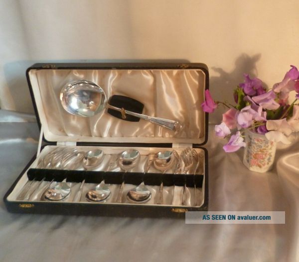 1930 ' S Art Deco Silver Plated Desert Cutlery Service - Spoons/Forks ...