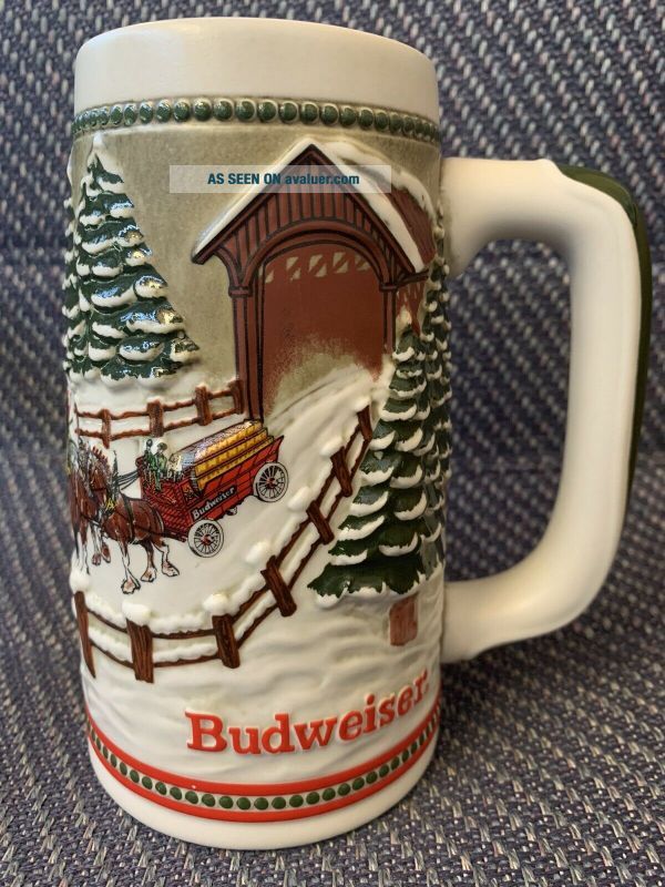 1984 Budweiser Holiday Christmas Clydesdale Horse Stein Ceramarte ...