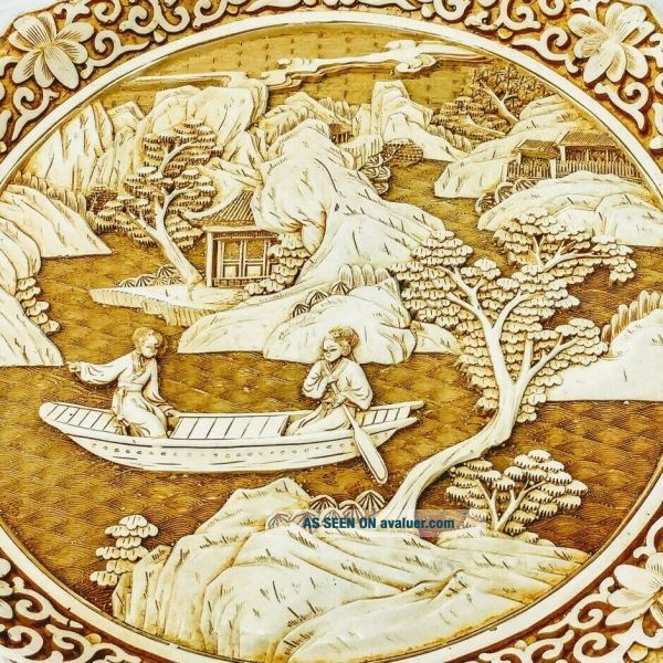 Vintage Chinese Hand Crafted Carved White Cinnabar Lacquer Plate 10 ...