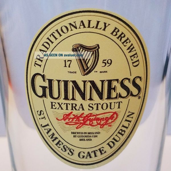 Guinness Extra Stout 16 Oz Pint Bar Pub Glass St. James Gate Dublin ...
