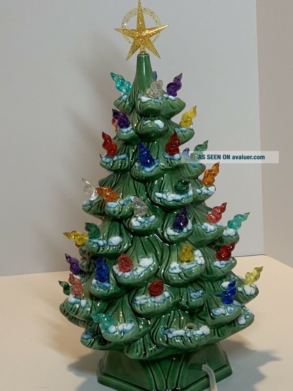 Vintage Holland Mold Lighted Ceramic Christmas Tree, Star Missing Some ...