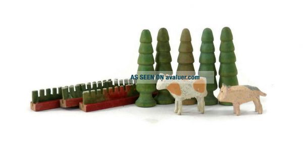 Miniature Farm Set Erzgebirge Germany Wood Carving Micro Primitive ...