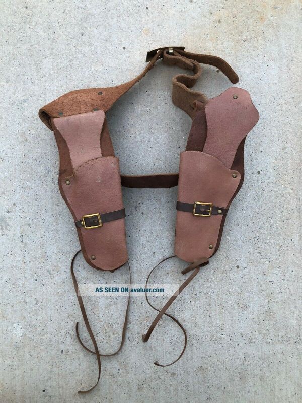 Vintage KIDS Leather Toy Gun Holster Western Cowboy | #24759344