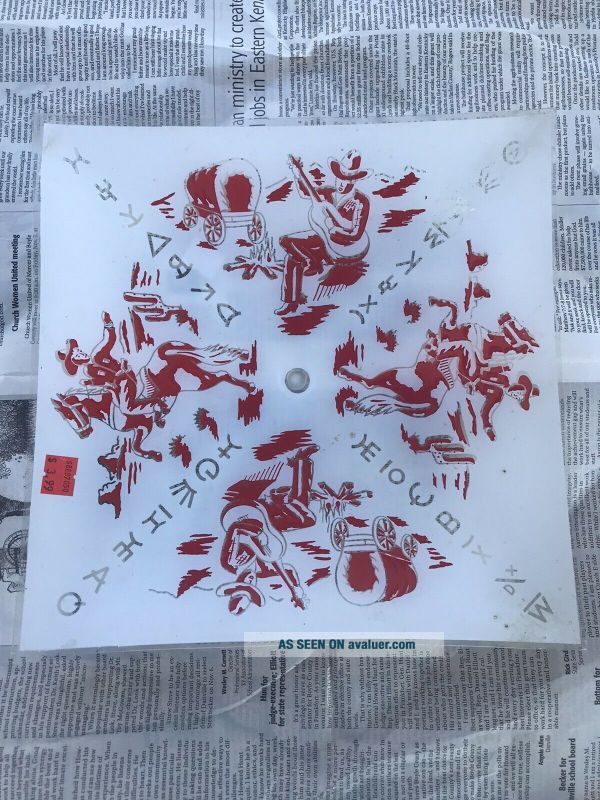 Vintage Western Cowboy Rodeo Glass Ceiling Light Fixture Shade | #24953877