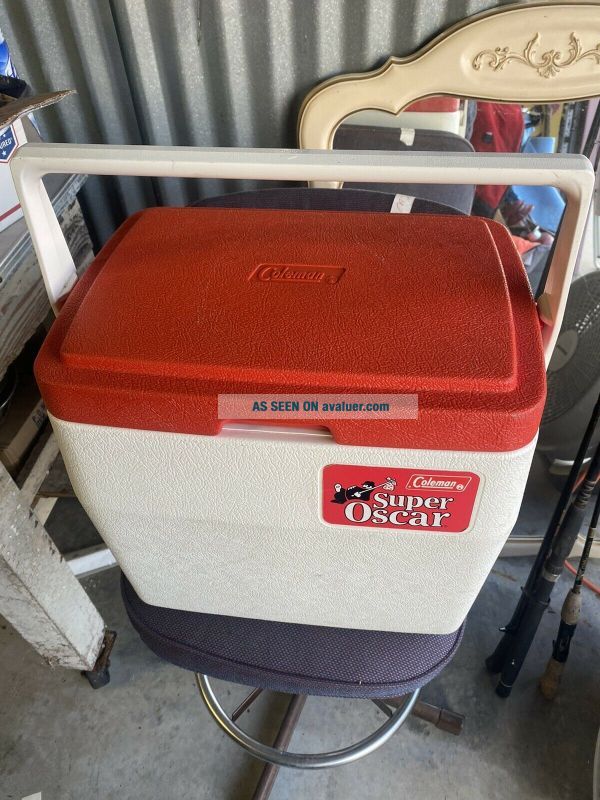 Vintage 80s Coleman OSCAR Red White Cooler Ice Chest 5276 Beer Made USA ...