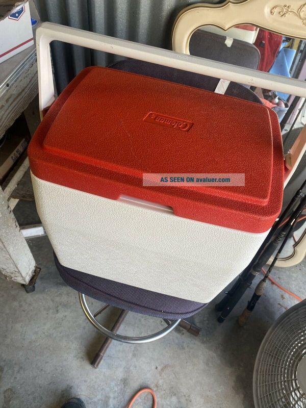 Vintage 80s Coleman OSCAR Red White Cooler Ice Chest 5276 Beer Made USA ...