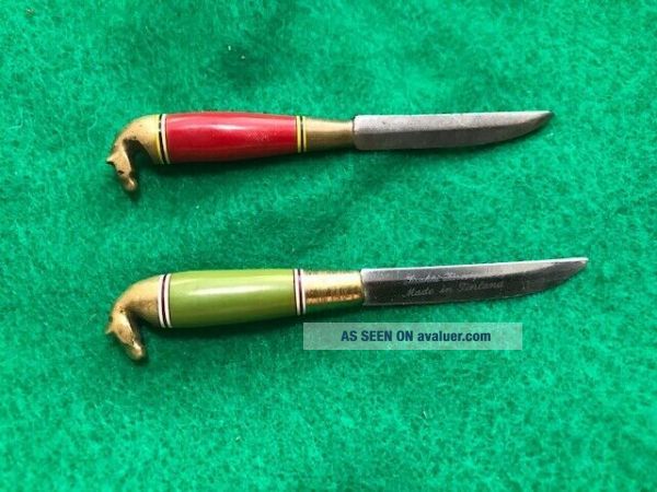 VINTAGE MINI PUUKKO BRASS HORSE HEAD KNIVES MADE IN FINLAND (& RARE ...