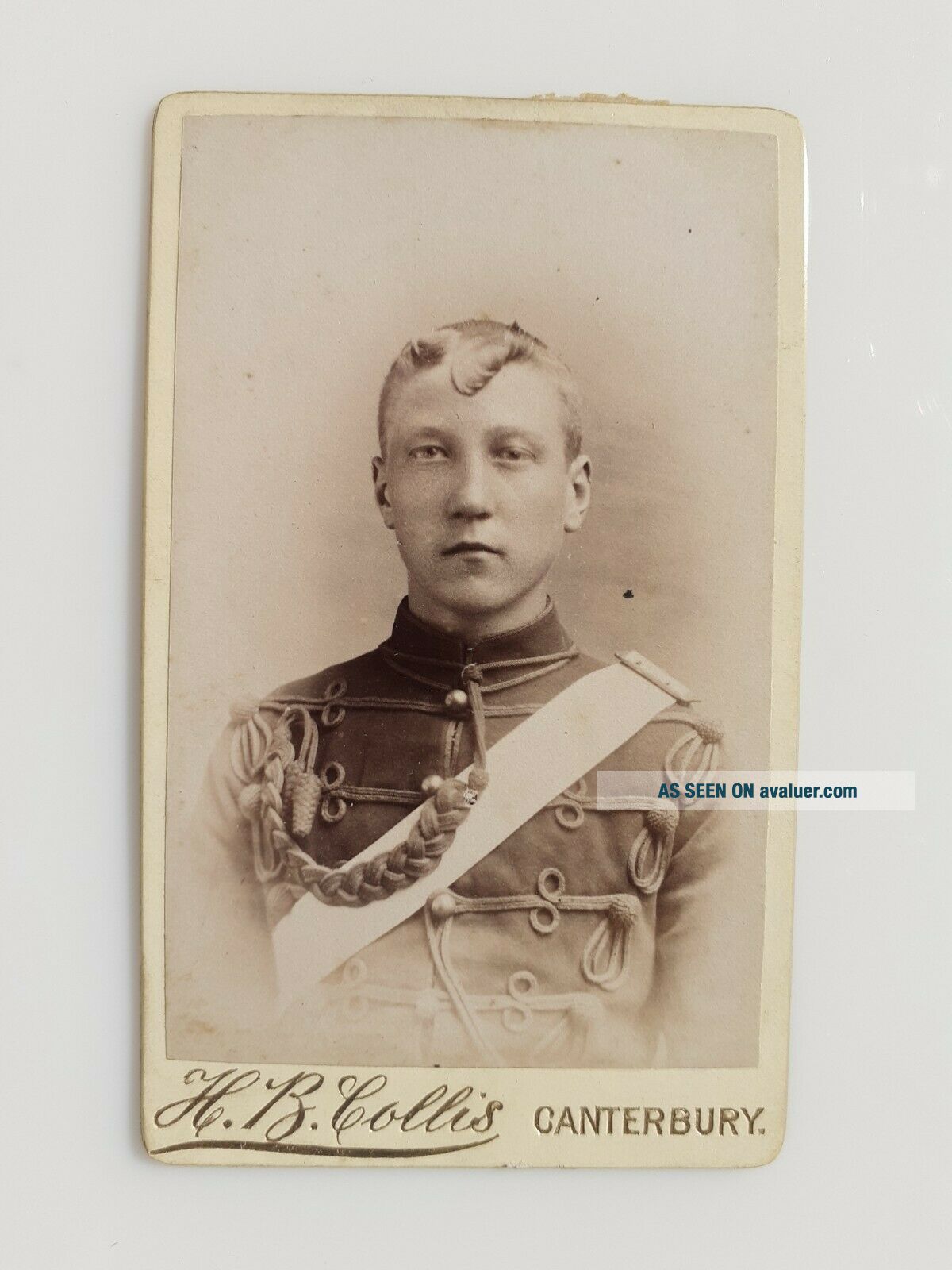 Small Victorian Cabinet Card CDV: Young Man Military Uniform: Collis ...