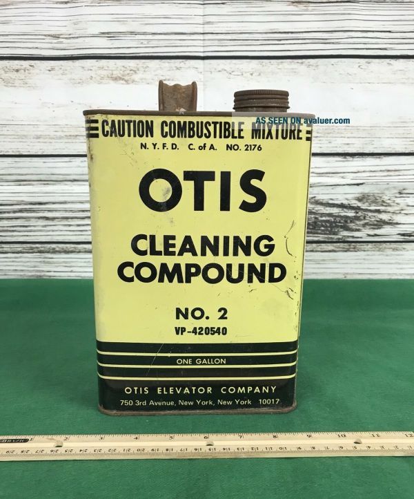Vintage Otis Elevator Empty 1 Gallon Cleaning Compound Advertising Oil ...