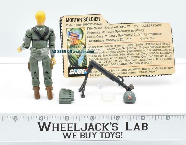 Short Fuze Mortar Soldier V1 Straight Arm 2 Complete GI Joe 1983 Hasbro ...