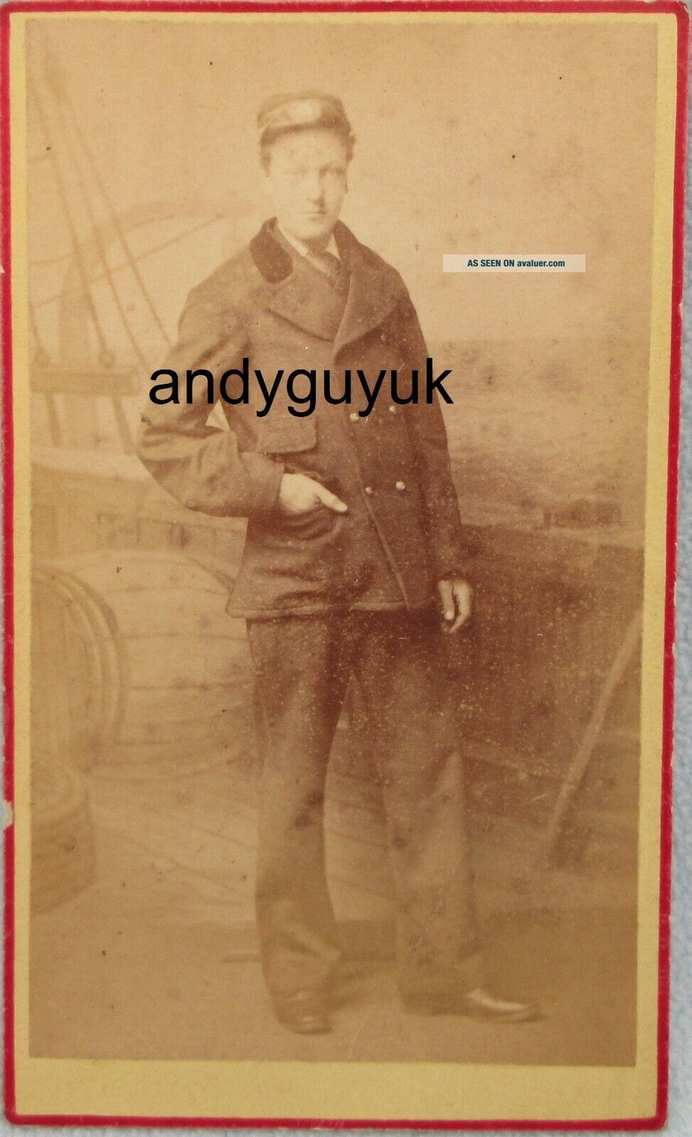 CDV ROYAL NAVY SAILOR ABOARD STUDIO SHIP LIVERPOOL ANTIQUE PHOTO ...