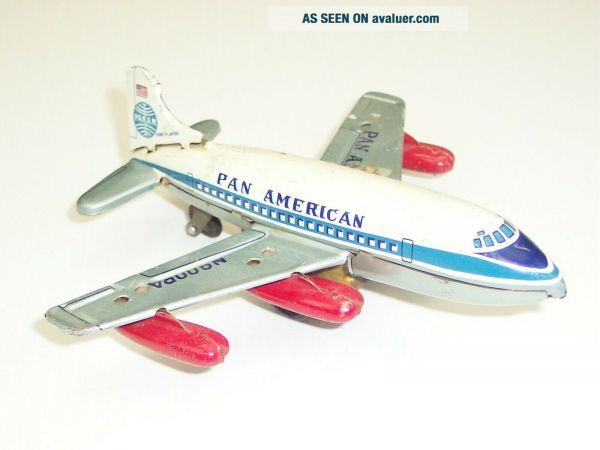 Vintage 1950 - 60s PAN AM AMERICAN BOEING 707 Friction Tin Toy Jet ...