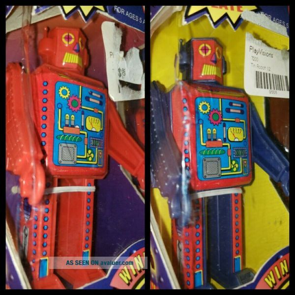 Play Box Retro Metal Robot Wind Up Toys By Play Visions Inc Red And ...