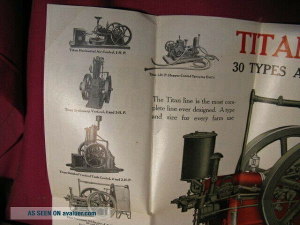 Early Antique International Harvester Titan Oil Engines Sales Brochure ...