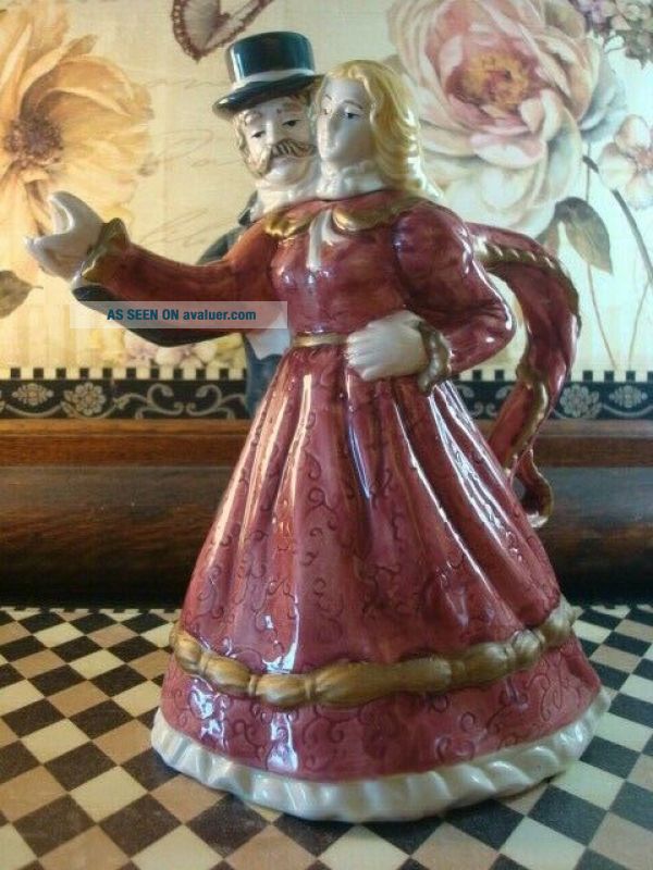 Porcelain Ceramic Teapot With Shiny Glaze Of A Victorian Couple Dancing ...