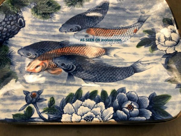 Sun Ceramics Koi Fish Rectangular Platter Plate Japan | #25096480