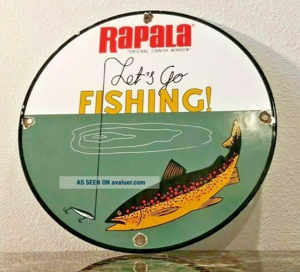 VINTAGE STYLE RAPALA PORCELAIN FISHING TACKLE ROD FRESH SALT WATER GAS ...