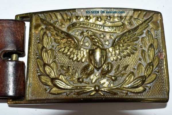 US Civil War Union Army Officers Brass Belt Buckle With Belt | #24995165
