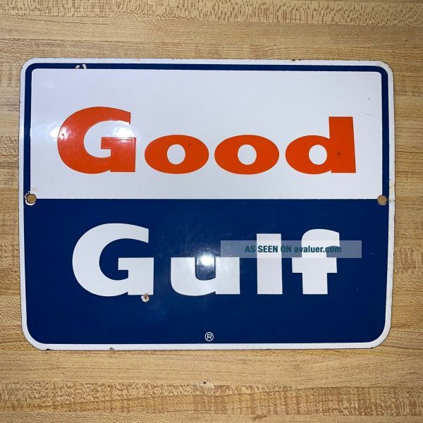 Vintage Good Gulf Sign Porcelain Gas Pump Oil Sign Service Station ...