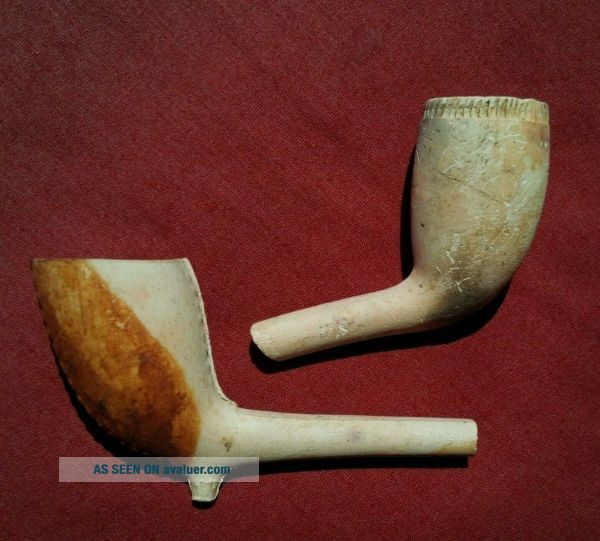 AUTHENTIC INDIAN ARTIFACT TWO CLAY TRADE PIPES YORK CLAY PIPES ...