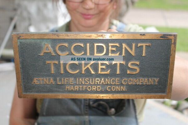 Vintage 1930s Accident Tickets Aetna Insurance Gas Oil Embossed Brass ...