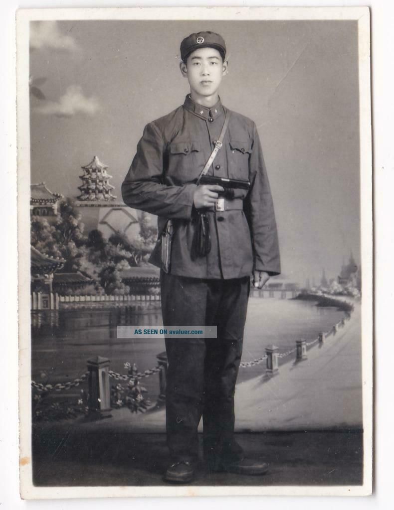 Chinese PLA Man Pistol Tokarev TT 1958 Cap Web Belt Studio Photo China ...