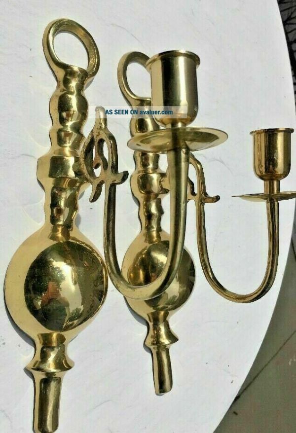 Vintage Colonial Williamsburg Brass Wall Sconce Candle Holders | #25012843