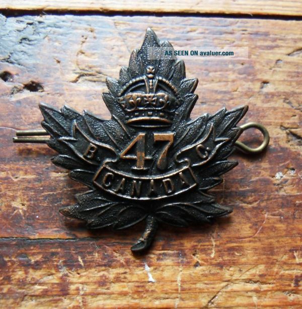 CANADA CEF 47 ' TH BATTALION CAP BADGE STRIKE MAKER MARKED | #25047559
