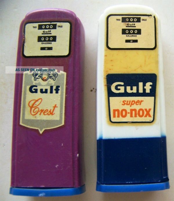 Gulf Crest & No Nox Gasoline Advertising Gas Pump Salt & Pepper Shakers ...