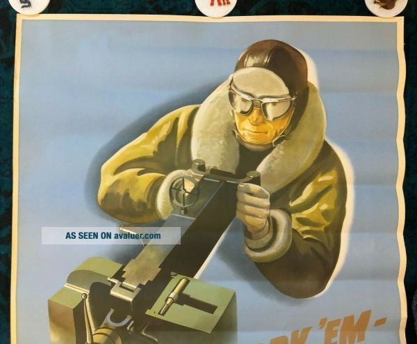 WWII WW2 World War Poster Keep Em Fighting General Motors Airplane Gun ...