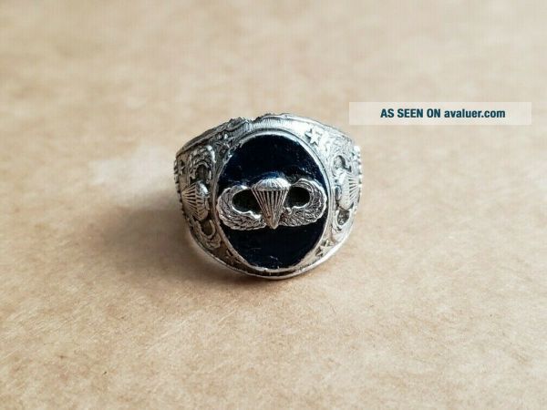 RARE WW2 Sterling Airborne Ring WWII Paratrooper Silver Ring Field Gear ...