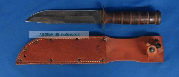 WWII Camillus USN Navy Fixed Blade Fighting Knife W/ Leather Sheath ...