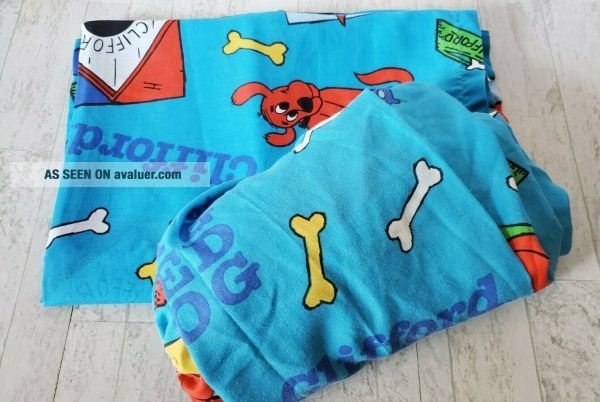 CLIFFORD The Big Red Dog Twin Flat & Fitted Bed Sheet /Craft Fabric Dan ...