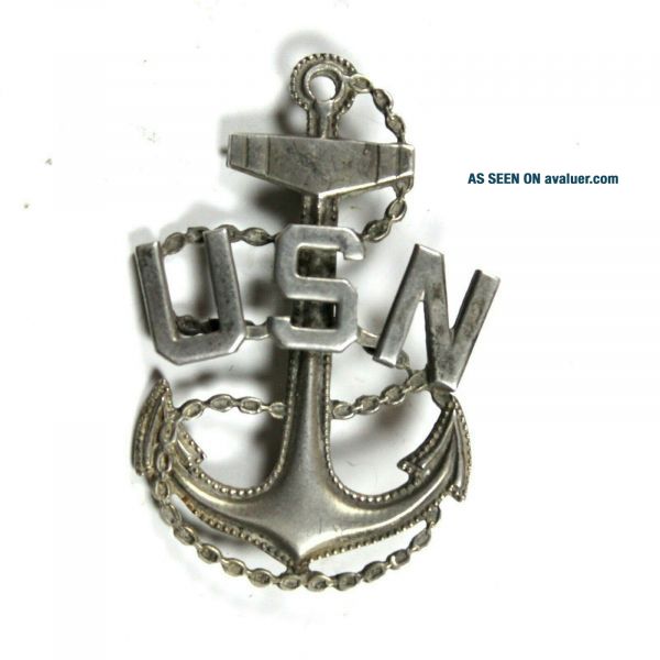 WWII US NAVY USN CHIEF PETTY OFFICER CPO CAP SILVER SEABEES CB ' S ...