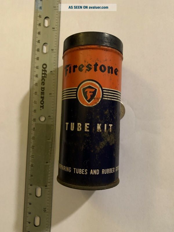 Vintage 1950s Firestone Bicycle Motorcycle Tire Tube Repair Kit Tin Can ...