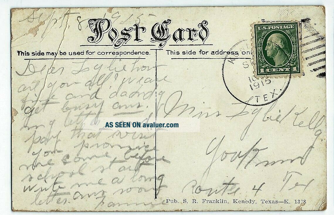 Kenedy Texas TX 1915 Postcard Main Street Scene Old Cars Picture ...
