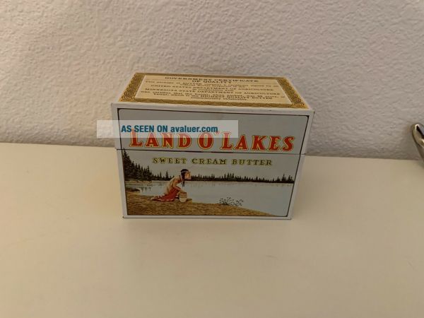 Vintage Land O Lakes Recipe Box Native American Indian Butter Metal Tin ...