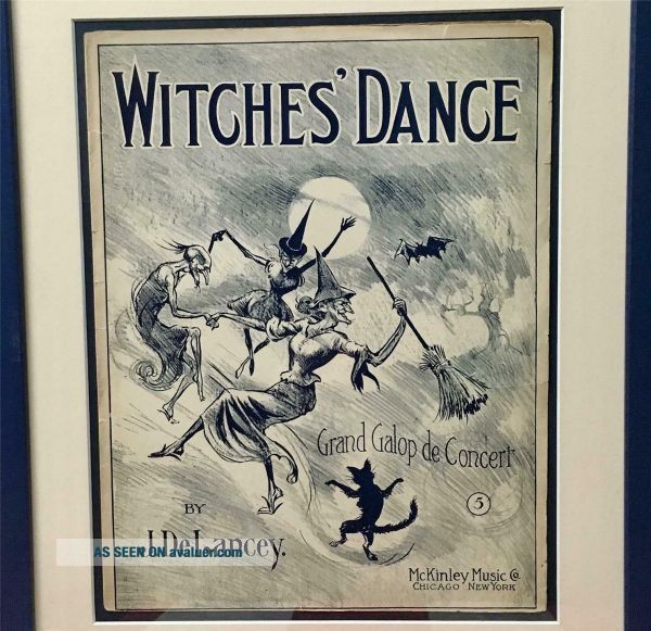 Vintage 1909 Witches Dance Antique Sheet Music Song Book Framed ...