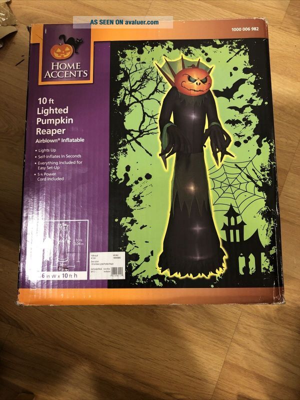Gemmy Airblown Inflatable GIANT PUMPKIN REAPER Halloween 10 ' TALL VERY ...