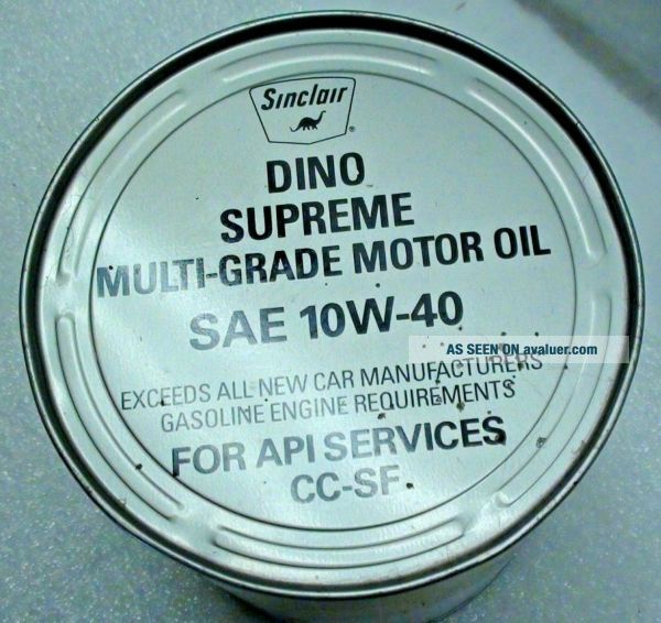 VINTAGE COMPOSITE SINCLAIR DINO SUPREME MULTI - GRADE FULL QUART MOTOR ...