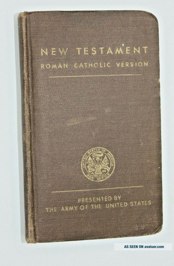 Vtg 1941 WWII US Army Edition Roman Catholic Testament Bible Roosevelt ...
