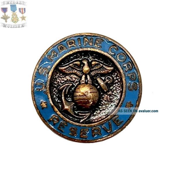 MARINE CORPS RESERVE MEMBERSHIP LAPEL PIN BUTTON USMC SCREW - BACK 1930 ...