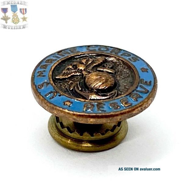 MARINE CORPS RESERVE MEMBERSHIP LAPEL PIN BUTTON USMC SCREW - BACK 1930 ...
