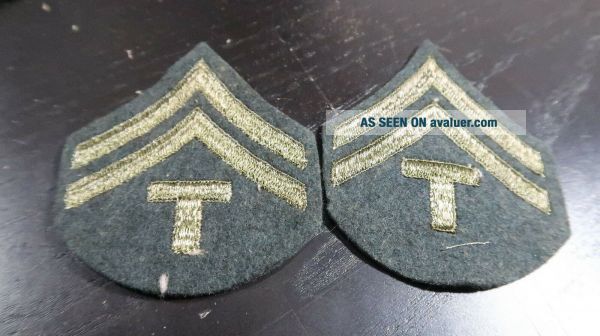 WWII US Army Technical Corporal Stripes Chevron MATCHING Patches ...