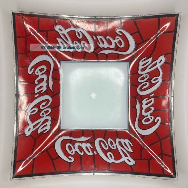 Vintage Coca Cola Stained Glass Square Light Lamp Shade 14 " | #25405326
